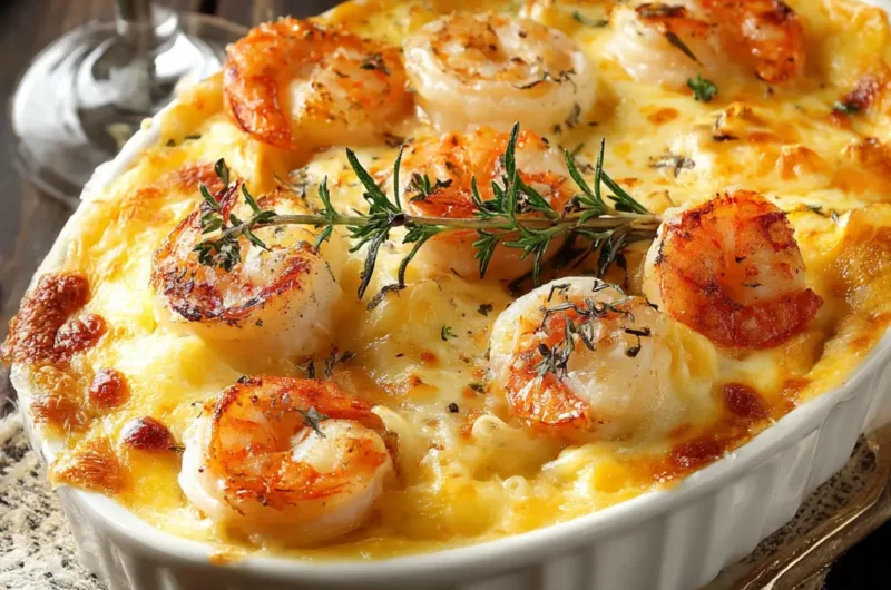 Gratin de fruits de mer crémeux au fromage doré, l’élégance ...