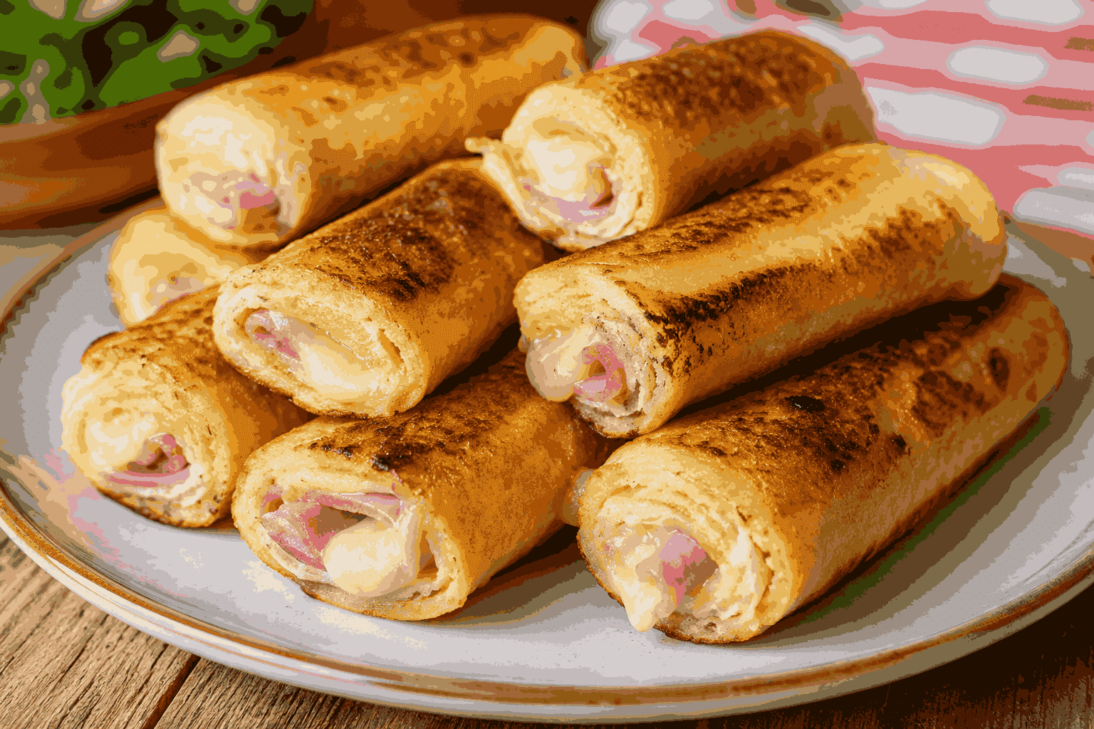Rouleaux de Pain de Mie au Jambon et au Fromage : la recette dorée ...
